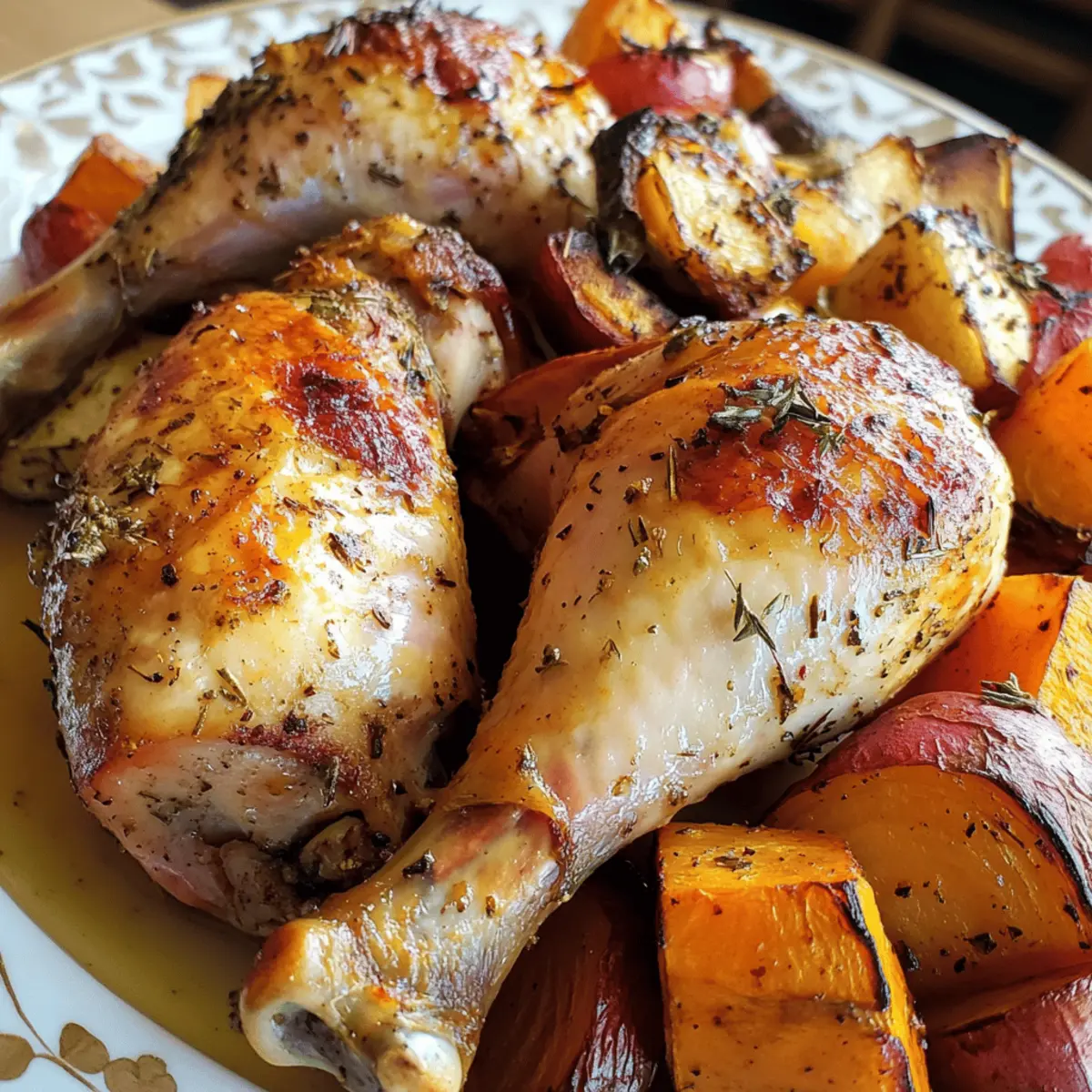 Thanksgiving Herb-Roasted Turkey Drumsticks & Root Vegetables