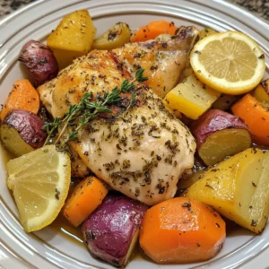 Easy Delicious Crockpot Lemon Herb Chicken with Root Vegetables